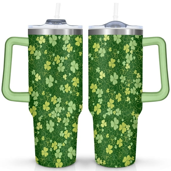 40oz Stainless Steel Tumbler with Lid and Straw,St Patrick's Day Double ...
