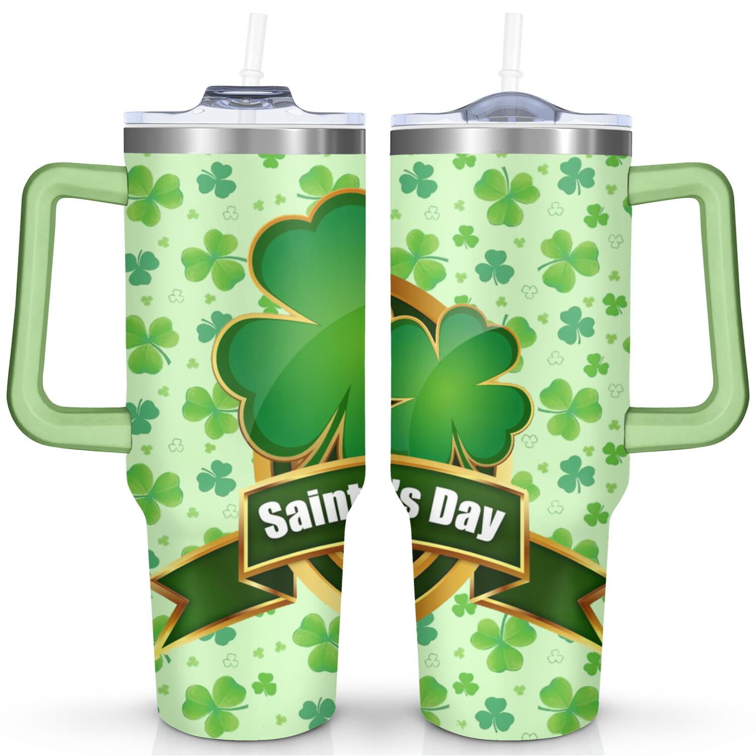 40oz Stainless Steel Tumbler with Lid and Straw,St. Patrick's Day ...