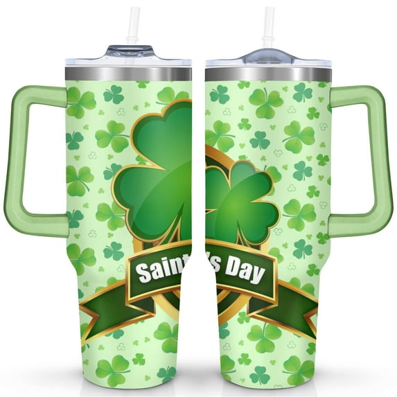 40oz Stainless Steel Tumbler with Lid and Straw,St. Patrick's Day ...
