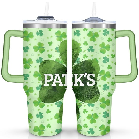 40oz Stainless Steel Tumbler with Lid and Straw,St. Patricks Day Four ...