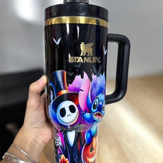 40oz Stitch Tumbler, Straw & Gift Box Portable Car Mug, Travel Coffee ...