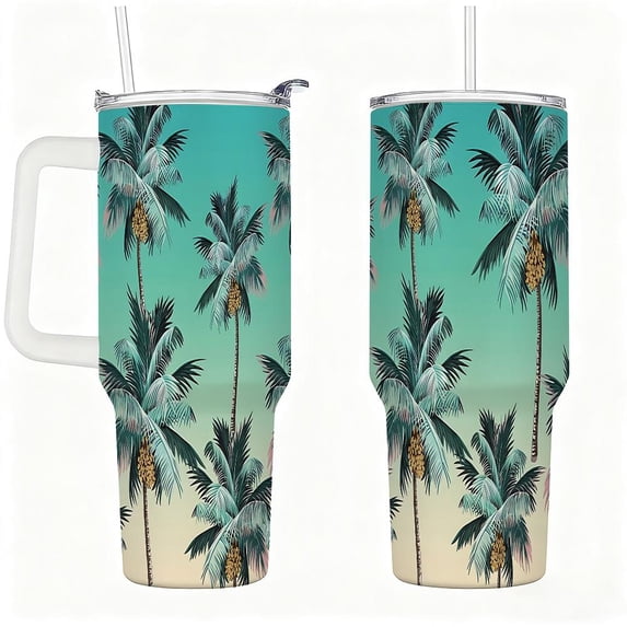 40oz Tropical Palm Tree Fruit Scenic Stainless Steel Tumbler，Coffee ...