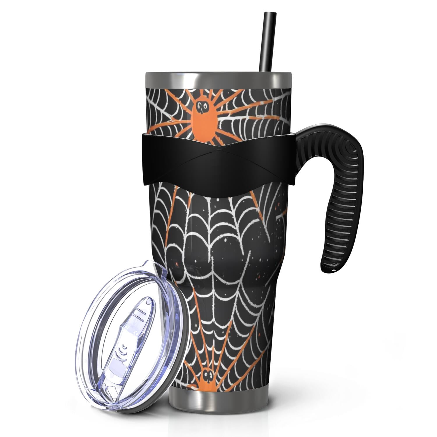 40oz Tumbler,Halloween Spider Webs with Orange Spiders Insulated ...