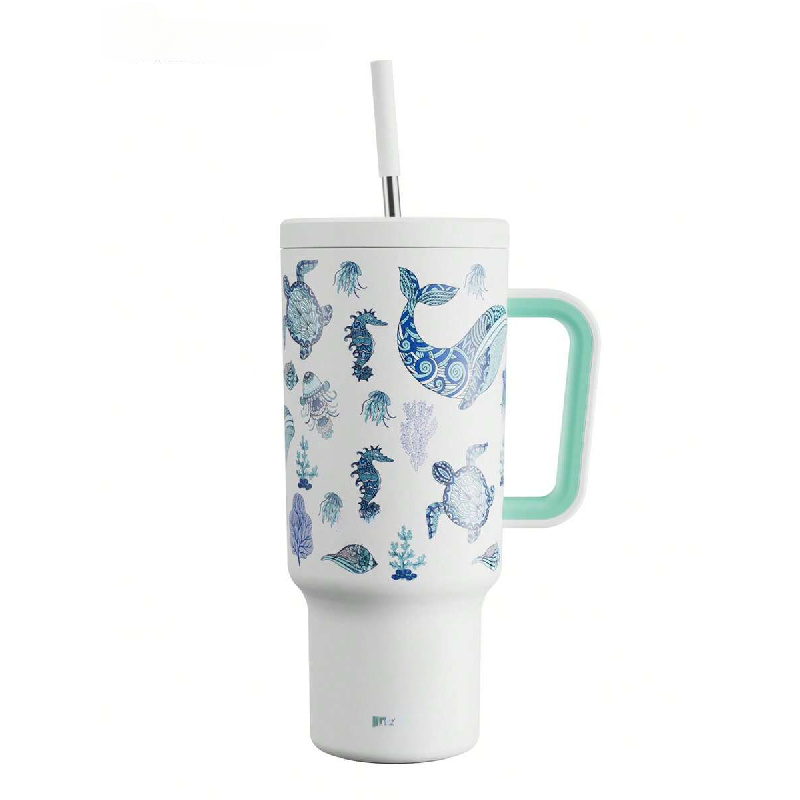 40oz Tumbler With Handle And Straw, Insulated Cup, Vacuum Insulated ...
