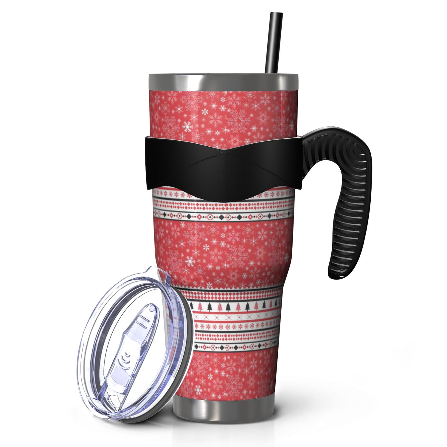40oz Tumbler,Red Christmas Striped Pattern Insulated Tumblers with ...