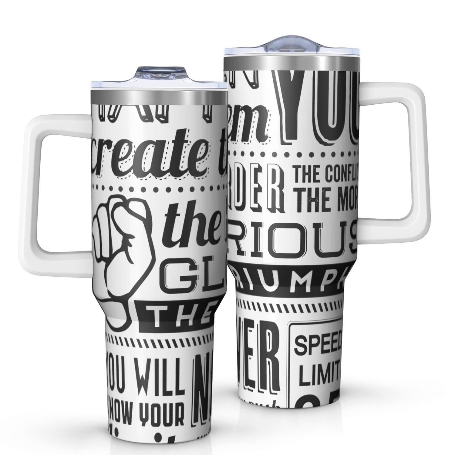 40oz Tumbler with Handle and Straw, Vacuum Insulated Stainless Steel ...