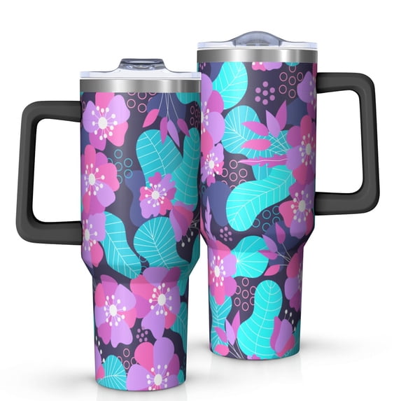 40oz Tumbler with Handle and Straw, Vacuum Insulated Stainless Steel ...