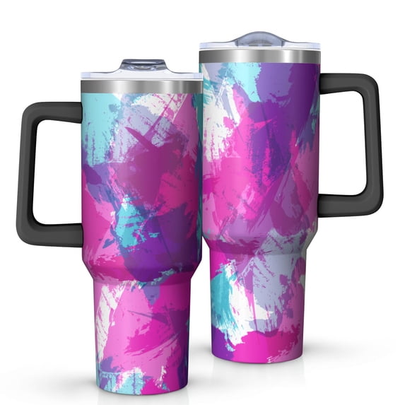 40oz Tumbler with Handle and Straw, Vacuum Insulated Stainless Steel ...