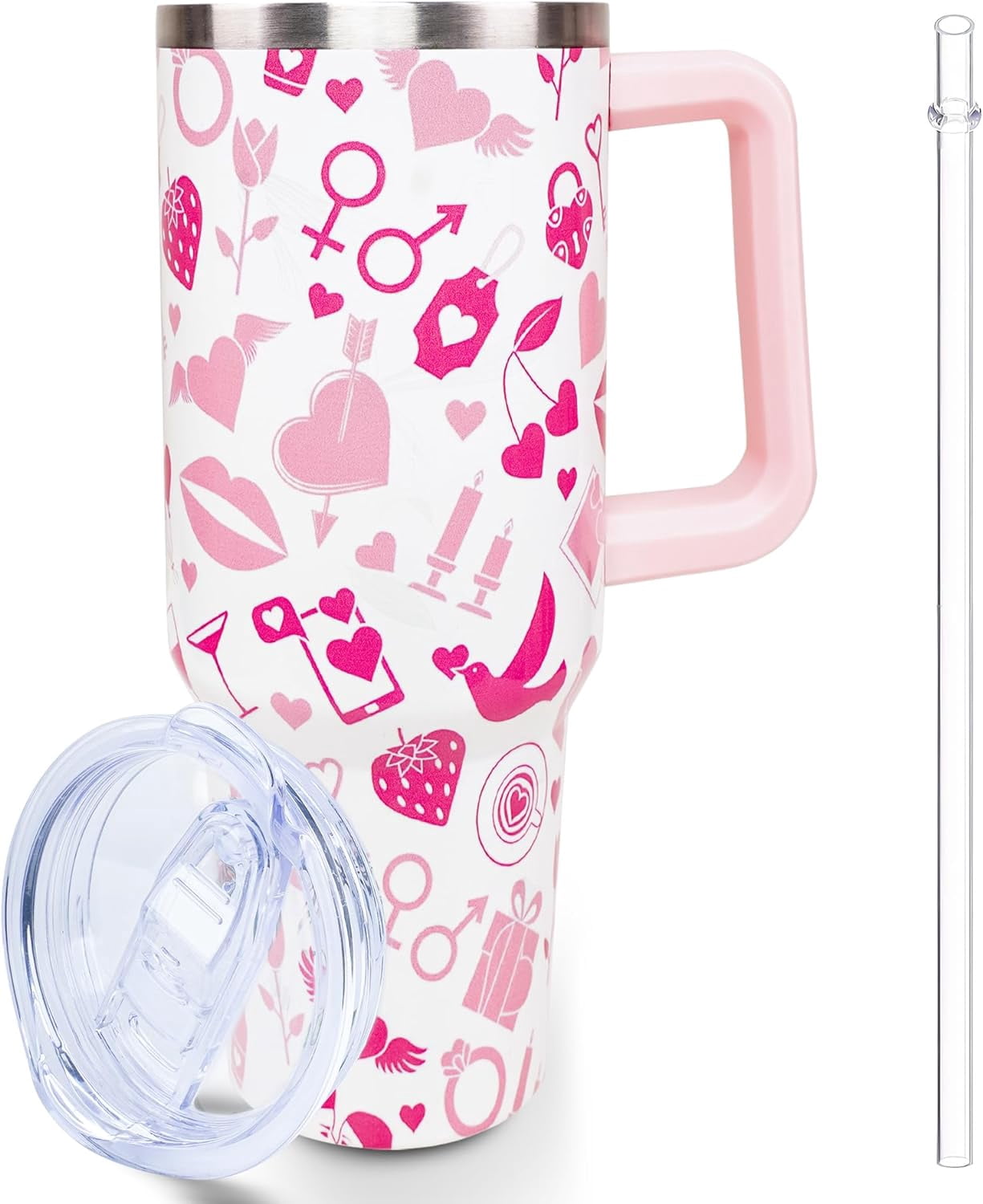 40oz Valentines Day Tumbler with Handle and Straw, Valentine''s Day ...