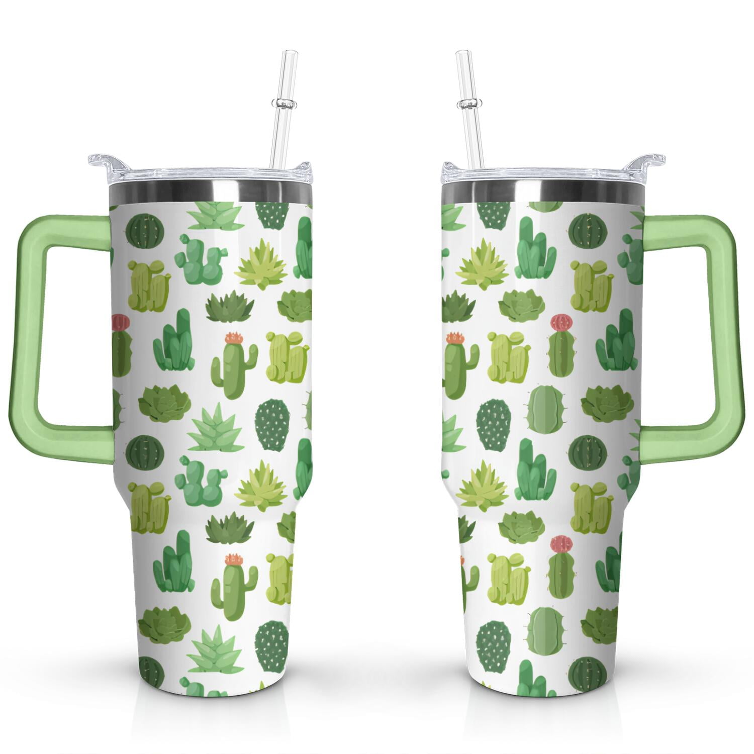 40oz Watercolor Cactus Succulents Stainless Steel Flip Straw Tumbler ...