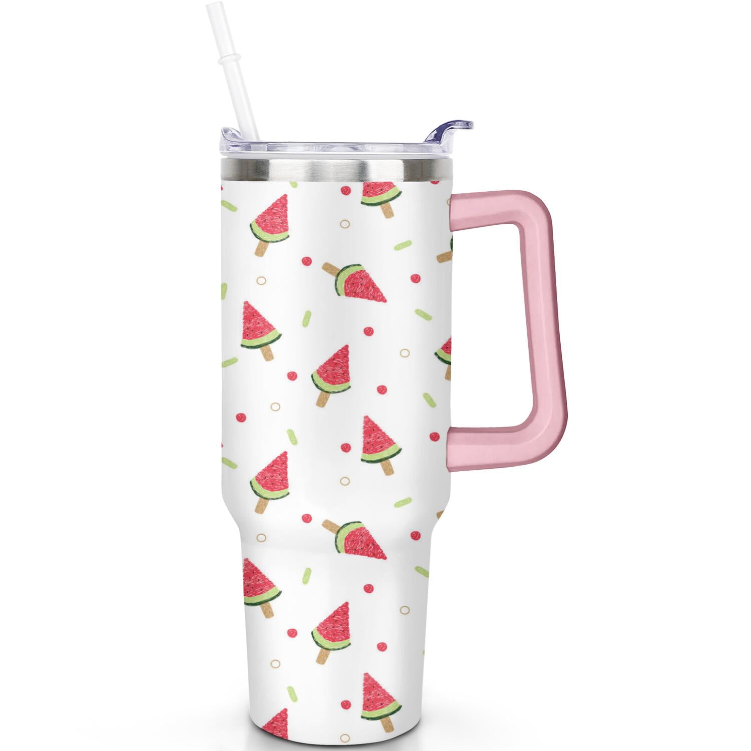 40oz Watermelon Tumbler, Handle, Spill Proof Lid & Straw 40 oz ...