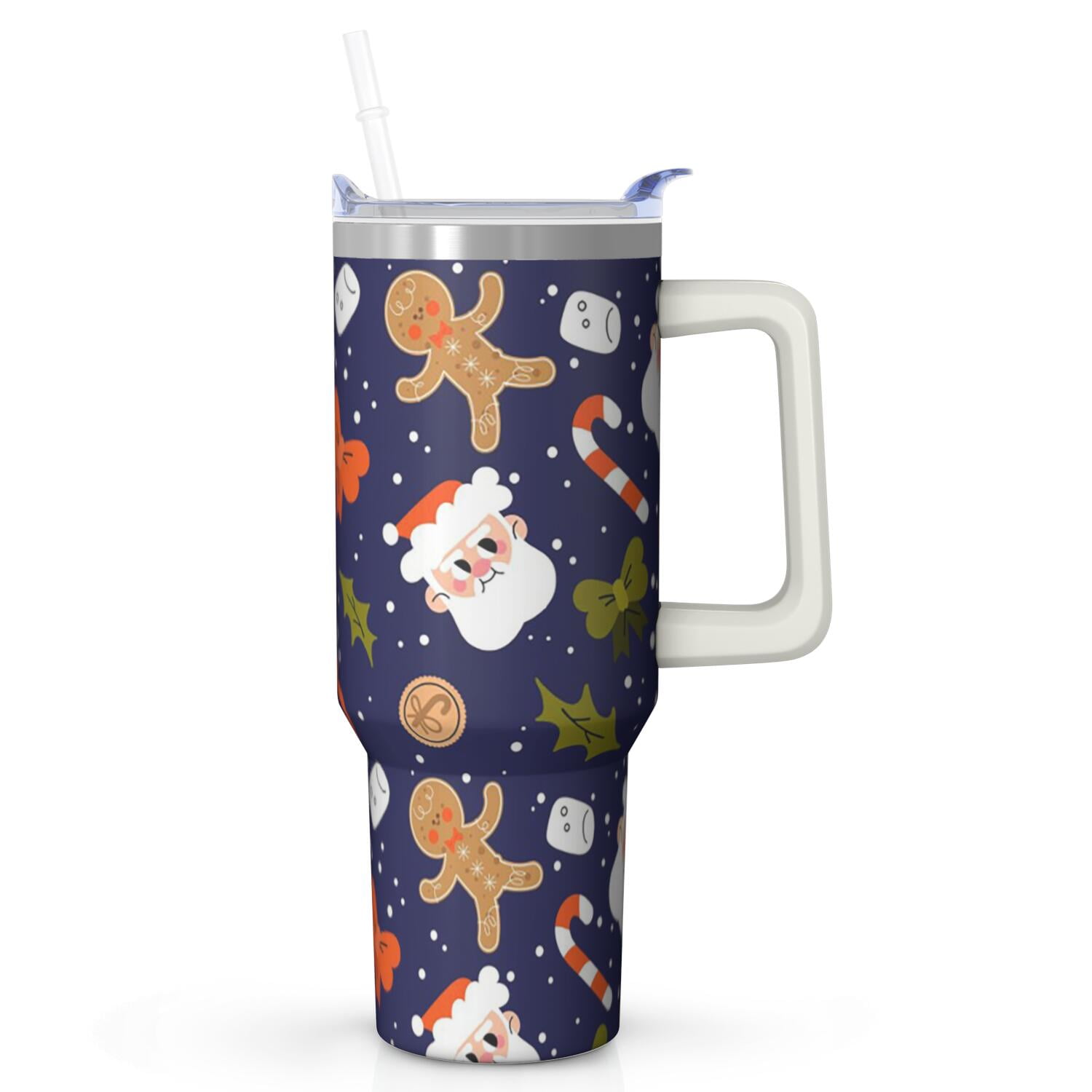 40 oz Reindeer Red Plaid Christmas Tumbler with Handle and Straw ...
