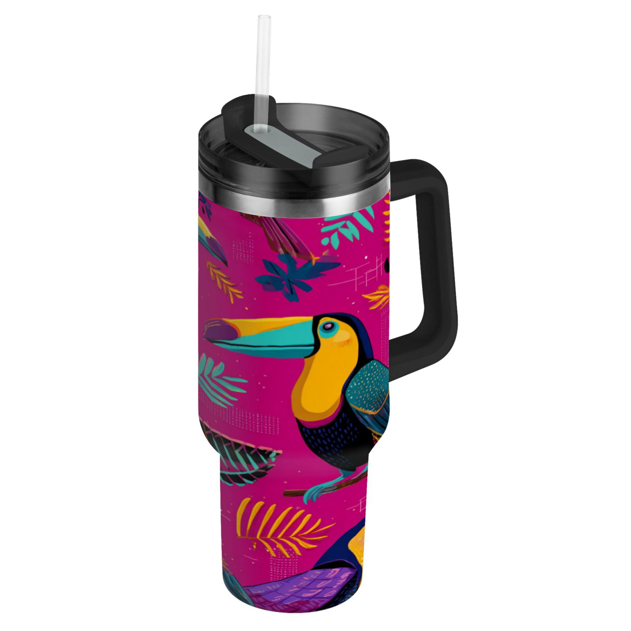 40oz insulated car cup with handle and straw suitable for all ages ...