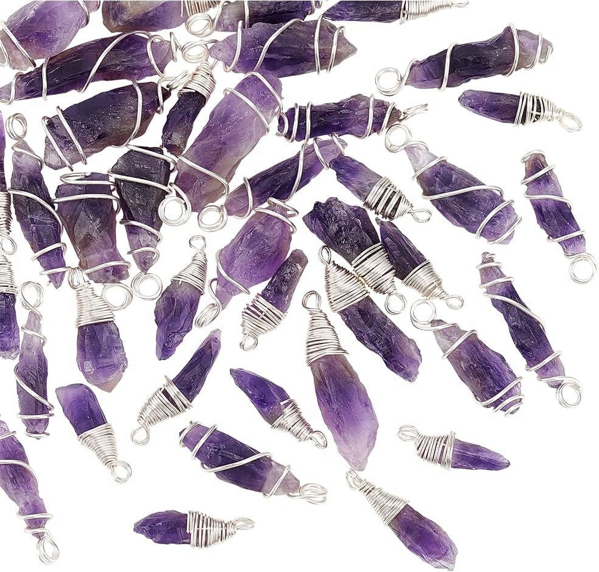 40pc 2-Style Natural Amethyst Pendants - Irregular Stone Amulets ...