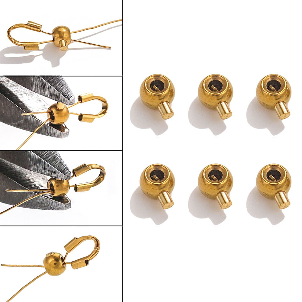 40pc 304 Stainless Steel Bead Tips Round Golden 3.5x2.5mm Hole: 1mm ...