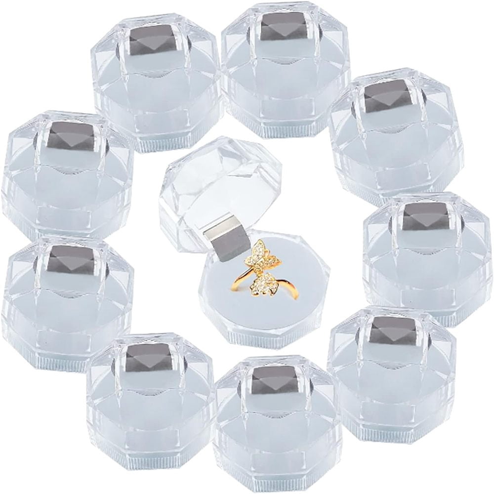 40pc 40Pcs White Transparent Plastic Ring Boxes Crystal Earrings ...