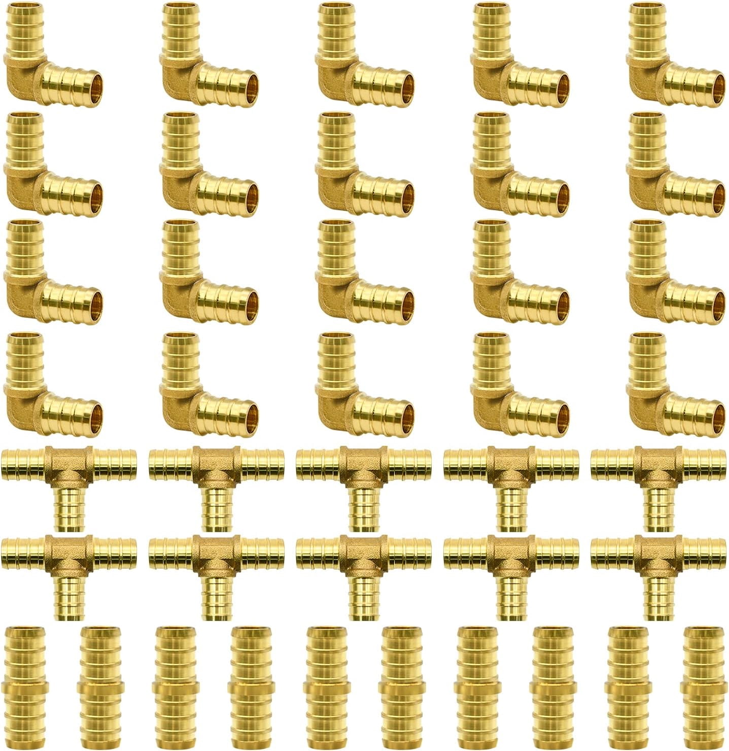 40pcs 1/2" PEX Fittings, PEX Brass Crimp Fitting Combo with Tees"T ...