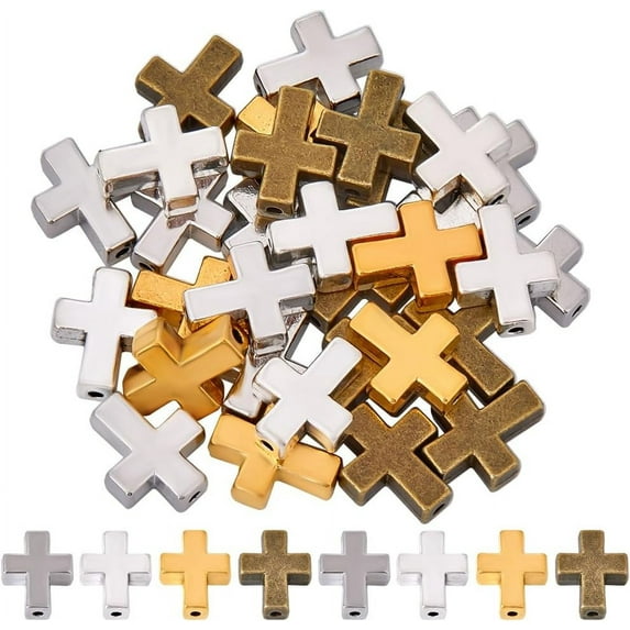 40pcs 1 Box Beads Bulk Small Silver Beads Silvery Golden Brown Alloy ...