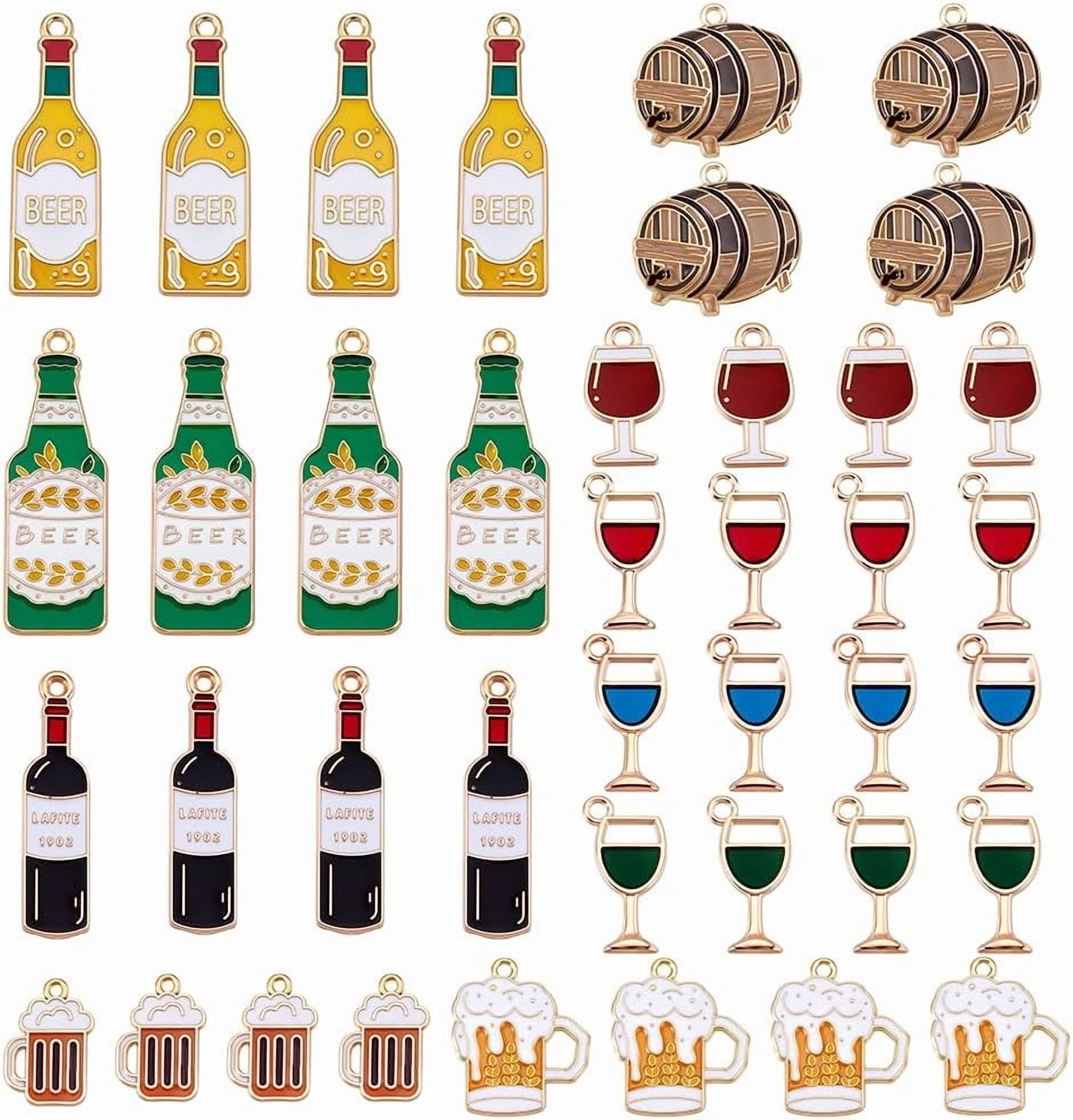 40pcs 10 Styles Cute Enamel Charms Beer Wine Key Chain Pendants Drink ...