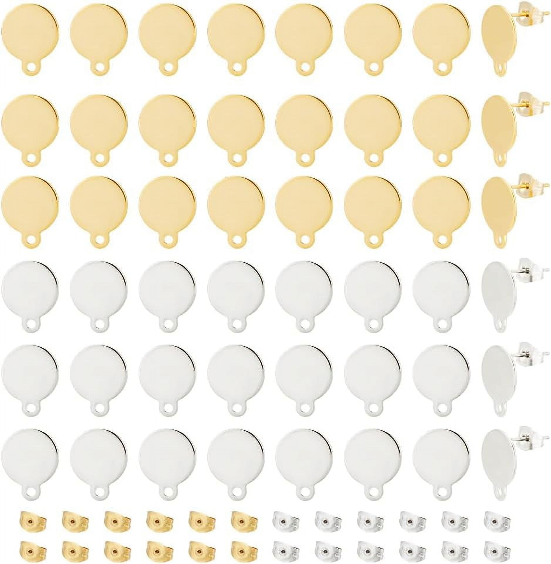 40pcs 12mm Round Stud Earring with Ear Nut Hypoallergenic Stainless ...