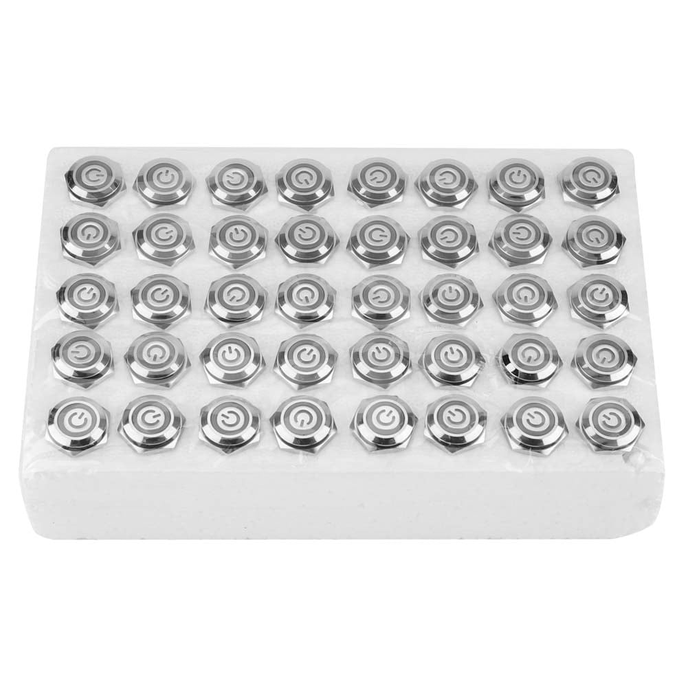 40pcs 16mm Self locking Metal Push Button Switch Flat Head 24V LED ...