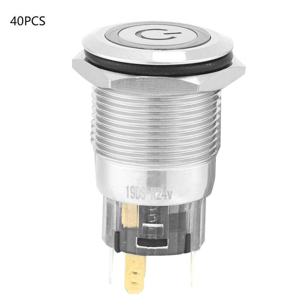 40pcs 19mm Waterproof Self-Locking Metal Push Button Switch, 24V LED ...