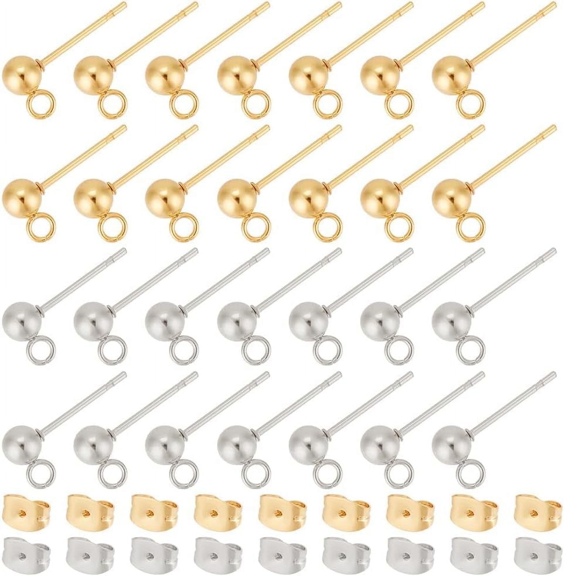 40pcs 2 Colors Ball Post Earrings Stainless Iron Ball Stud Earring Post ...