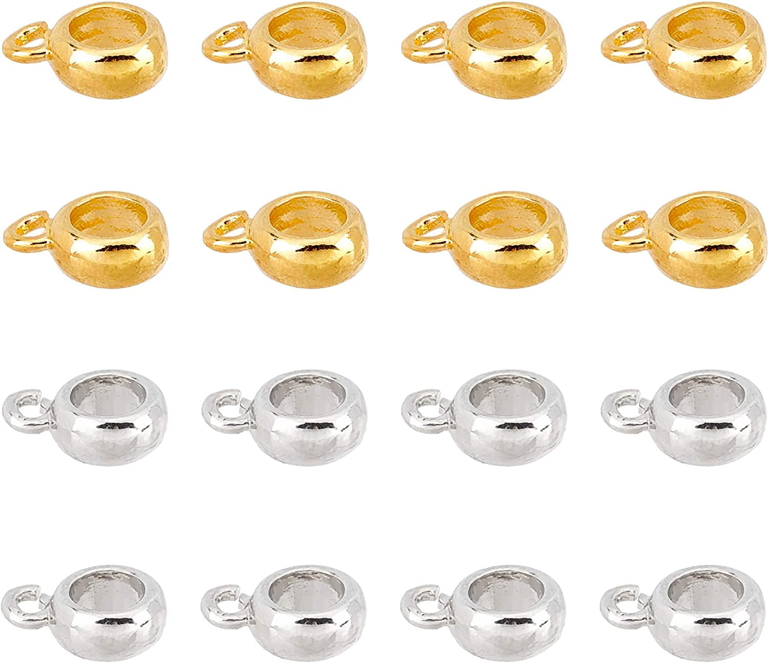 40pcs 2 Colors Brass Bail Beads Dangle Hanger Tube Bead Bail Hanger ...
