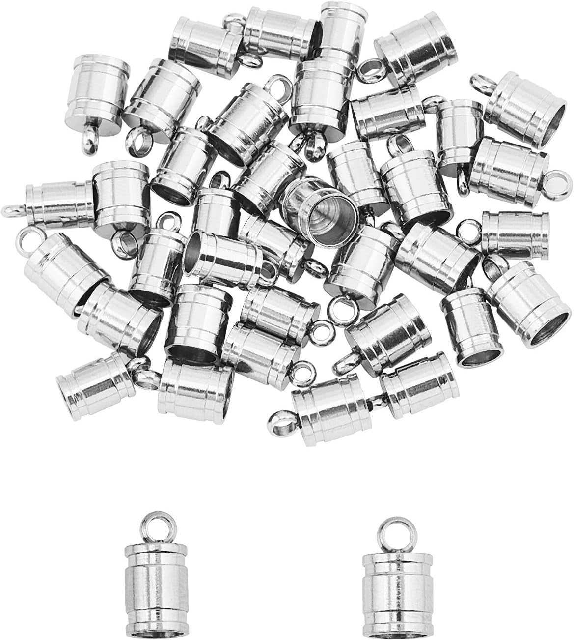 40pcs 2 Sizes 5mm/6mm Cord Ends 304 Stainless Steel End Caps Leather ...