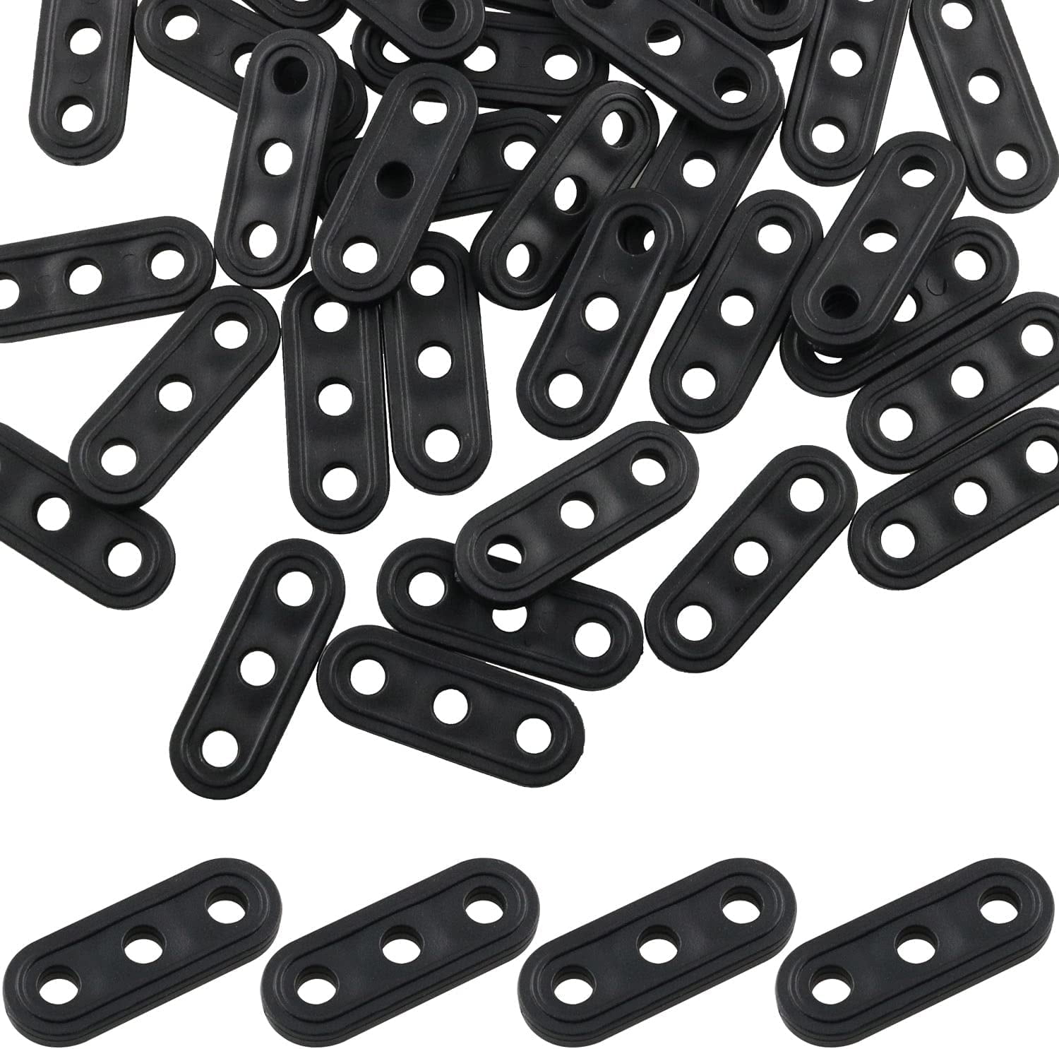 40pcs 3 Hole Camping Tent Cord Rope Adjusters Black Plastic Tent ...