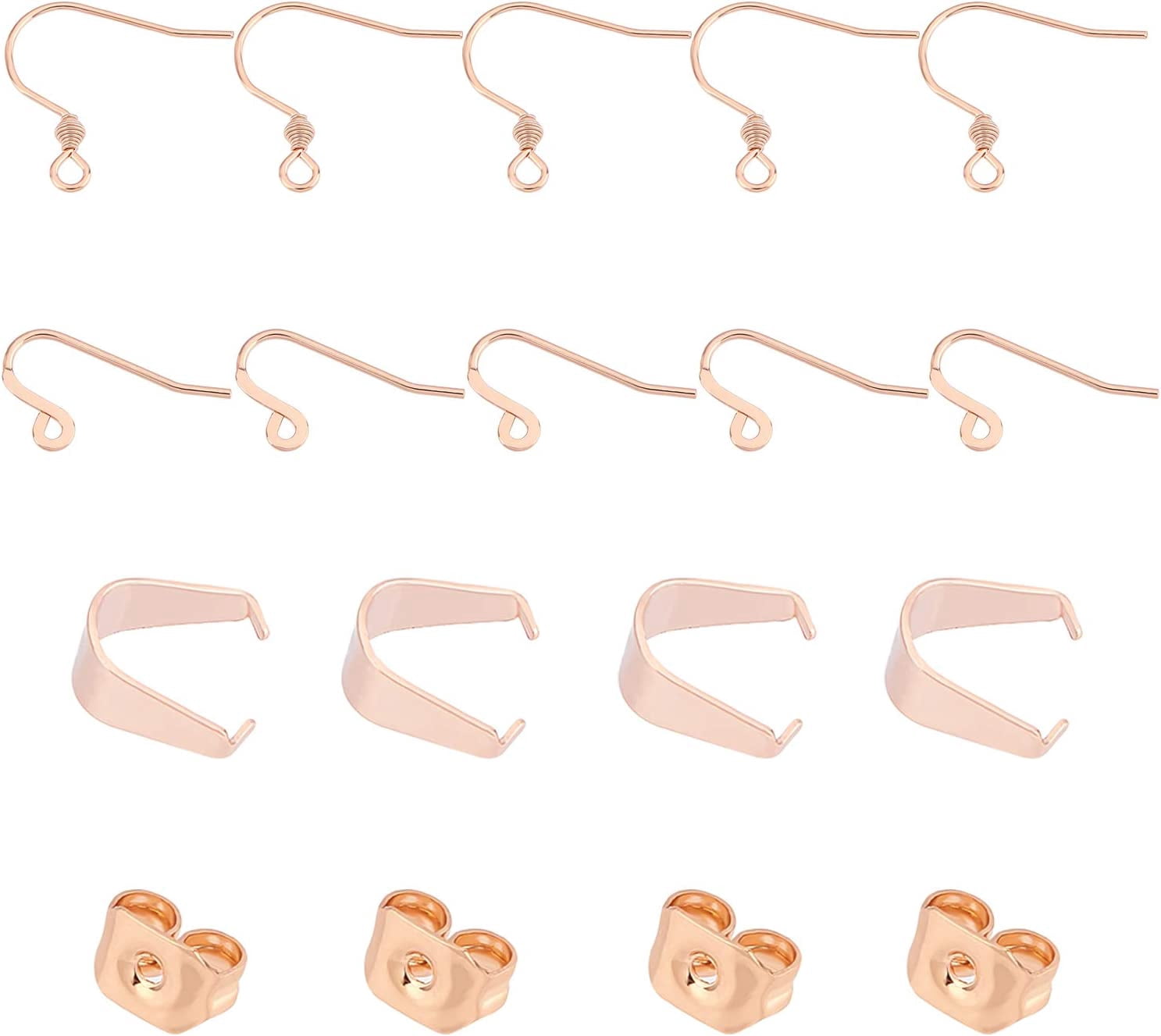 40pcs 3 Styles Rose Gold Earring Findings 304 Stainless Steel Earring ...