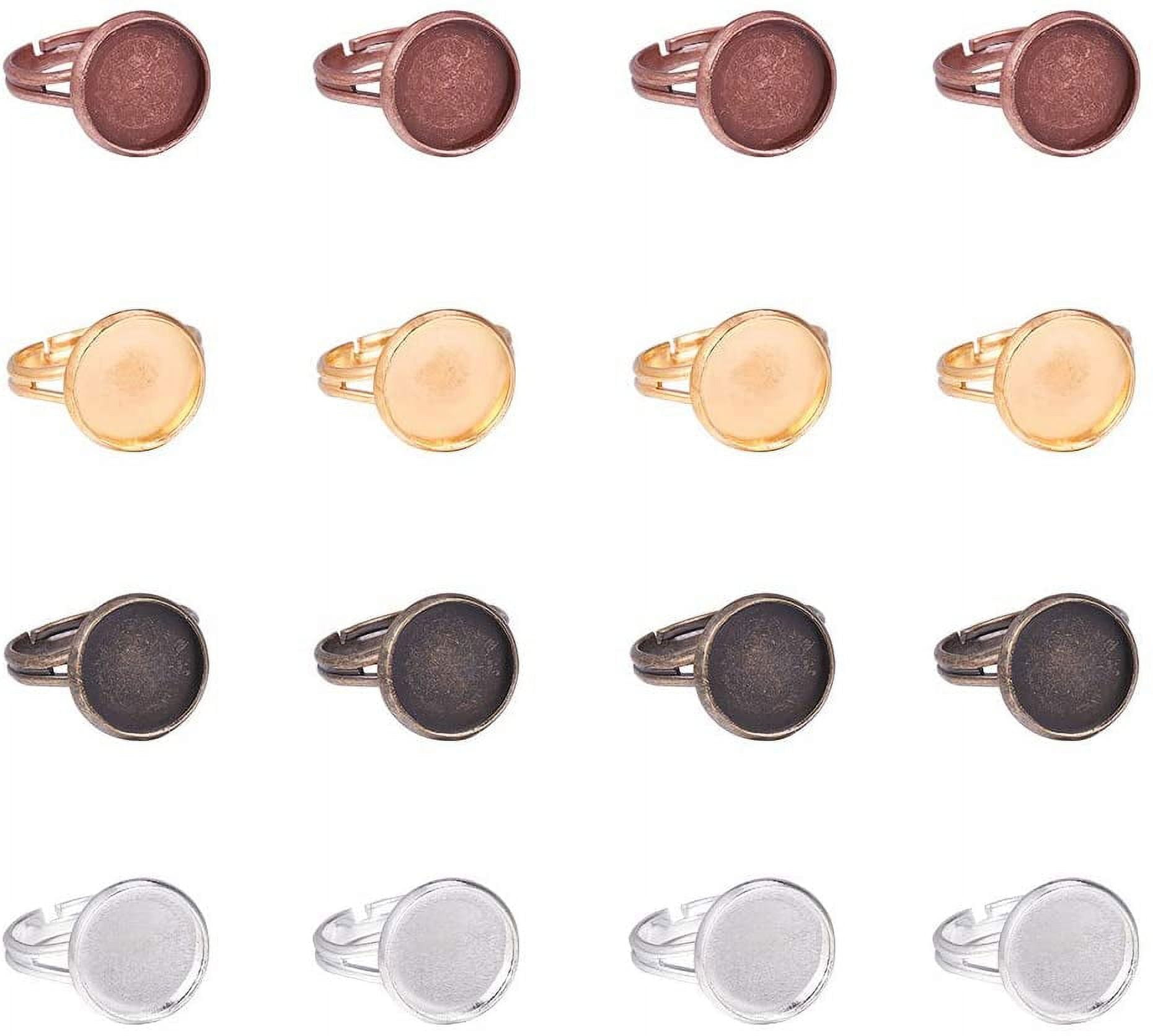 40pcs 4 Color Finger Ring Blank 17mm Adjustable Ring Base Blank with ...