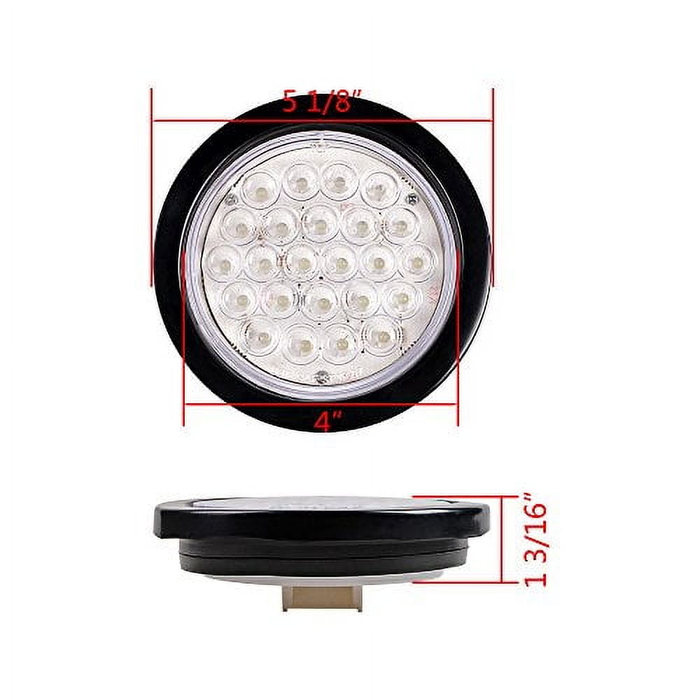 40pcs 4" Round 24-LED Clear Lens White Reverse Backup Light Grommet Plug for Cargo Semi Truck ...