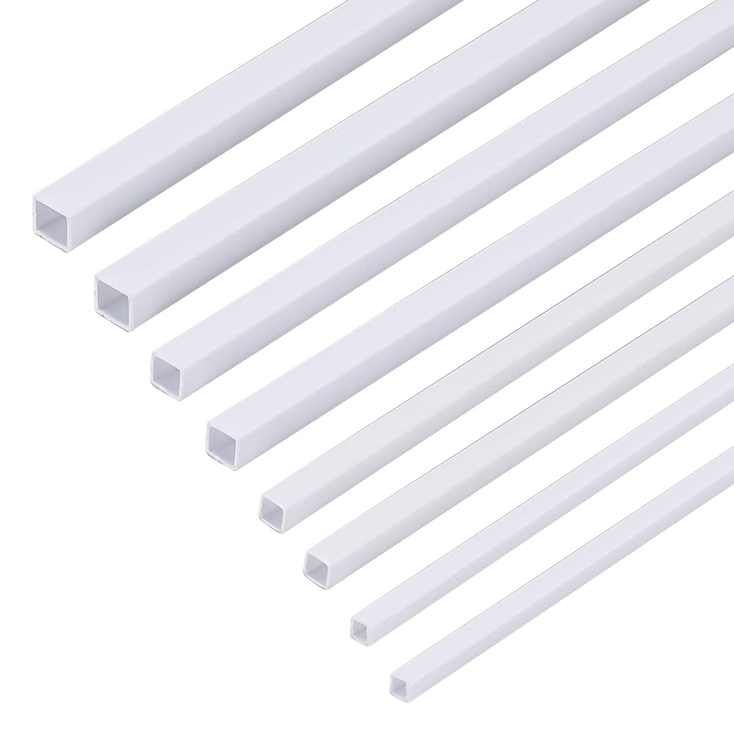 40pcs 4 Size Plastic Square Tube 3/4/5/6mm White Plastic Square Tube ...