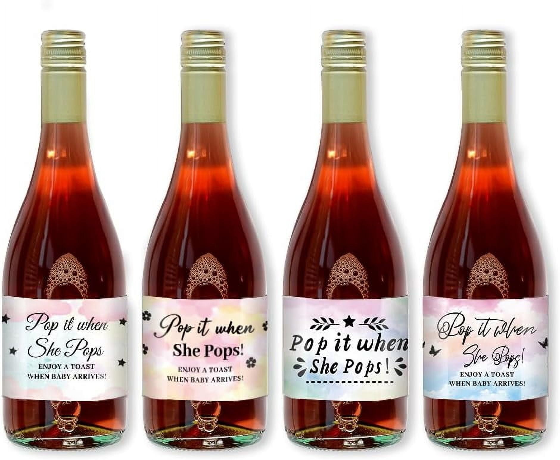 40pcs 4 Styles When Shes Mini Champagne Bottle Labels Clouds Wine ...