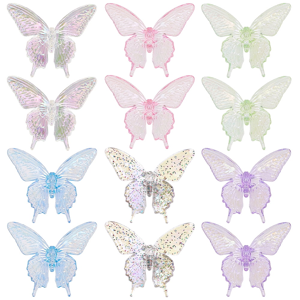 40pcs 5 colors UV Plating Rainbow Iridescent Transparent Acrylic Beads ...