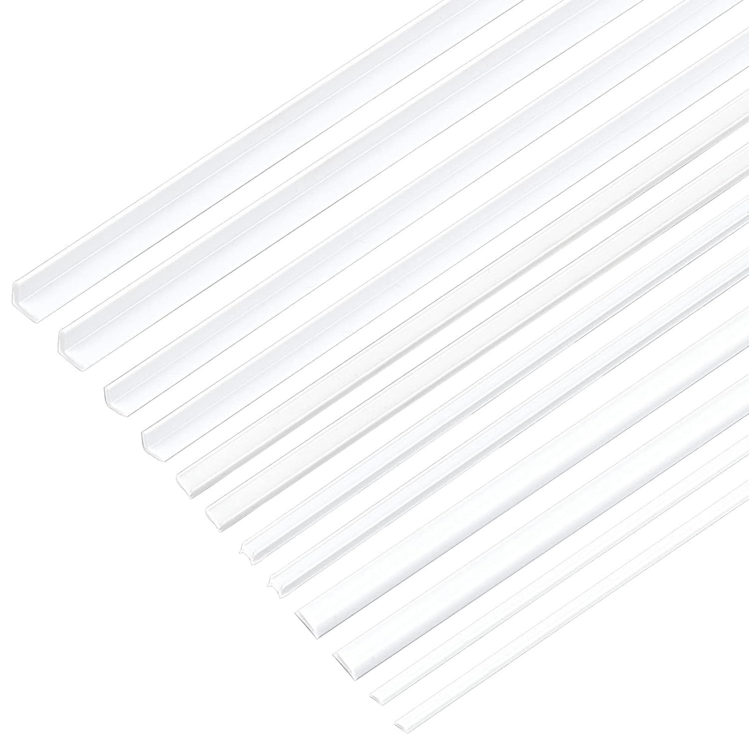 40pcs 6 Styles Plastic Bar Rods White Plastic L-Shaped Tube I-Shaped ...