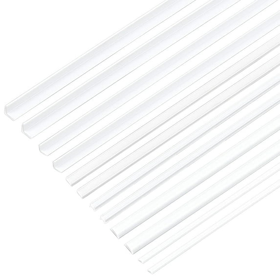 40pcs 6 Styles Plastic Bar Rods White Plastic L-Shaped Tube I-Shaped ...