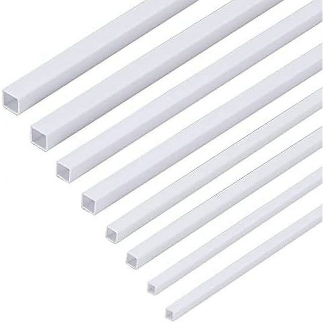 40pcs ABS Plastic Square Bar Rods White ABS Plastic Square Tube Hollow ...