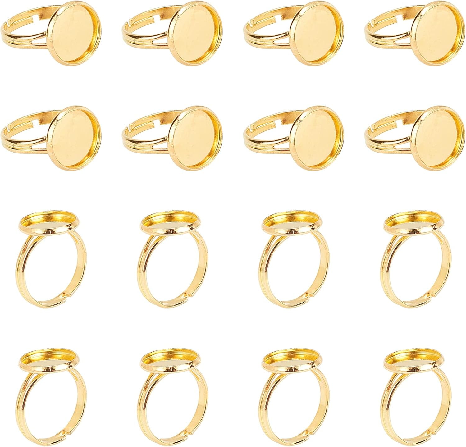 40pcs Adjustable Ring Blank Finger Ring Components 12mm Flat Glue On ...