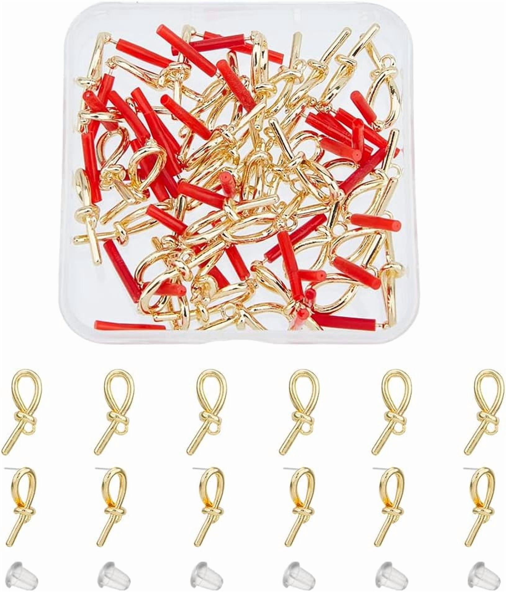 40pcs Alloy Stud Earring Findings with Horizontal Loops & Steel Pins ...