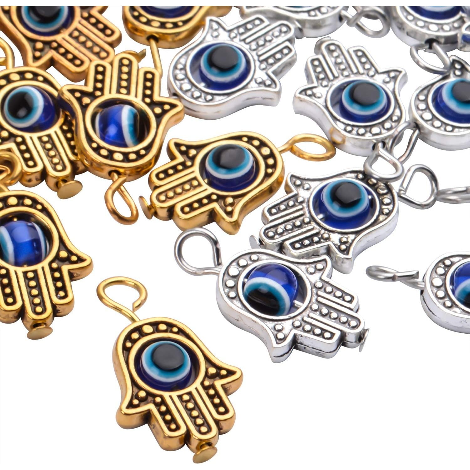 40pcs Antique Hamsa Hand Evil Eye Charms Hand of Fatima Pendants ...