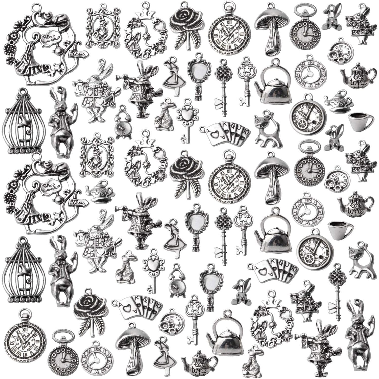 40pcs Antique Silver Alice In Wonderland Charm Alloy Tales Tea Party 40pcs-antique-silver-alice-in-wonderland-charm-alloy-tales-tea-party
