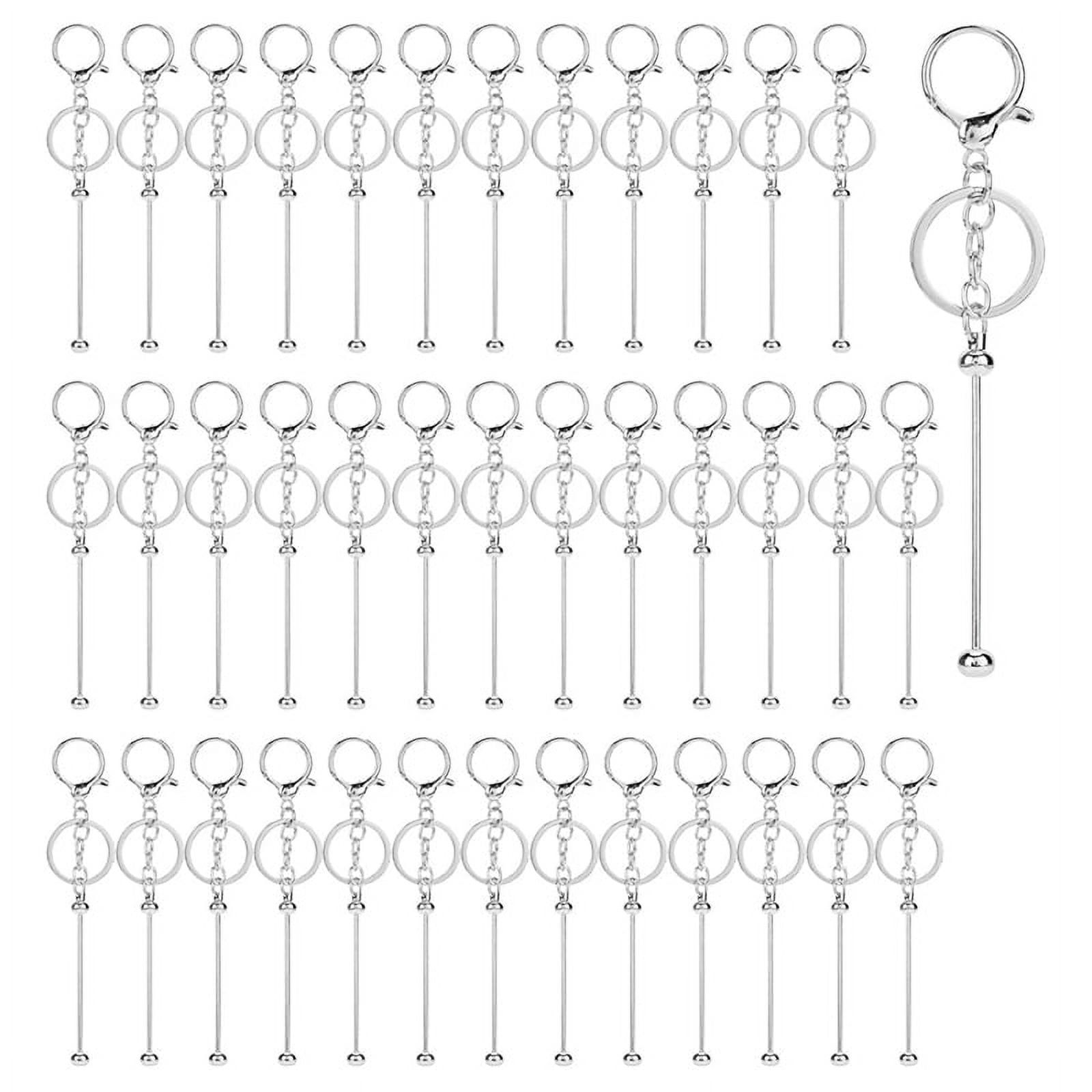 40pcs Beadable Keychain Bars,Metal Beaded Keychain Blank Keychains Key ...