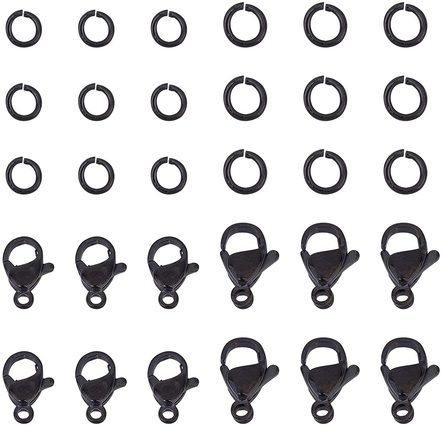 40pcs Black Lobster Claw Clasps with Jump Ring Stainless Steel Necklace ...
