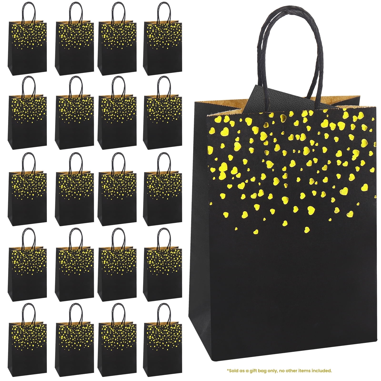 40pcs Black Love Kraft Paper Tote Bags, Holiday Party Gift Wrapping ...