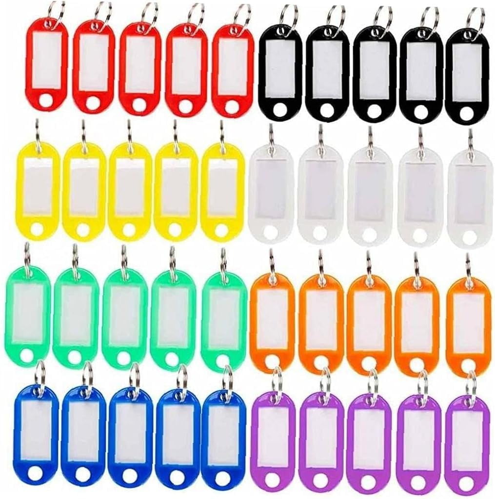 40pcs Blank Key Tags, Key Labels with Ring and Label Window for Travels ...