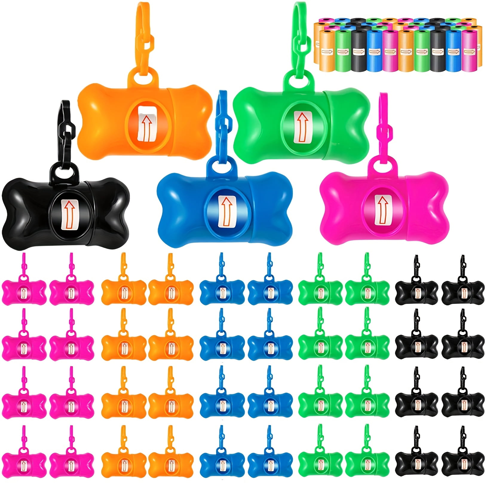 40pcs Bone-Shaped Dog Poop Bag Dispensers with Hooks - Durable PP, 5 ...