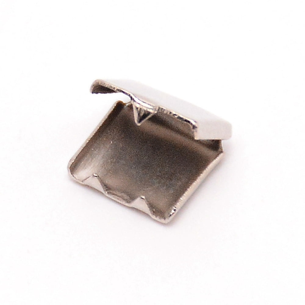 40pcs Brass Ribbon Crimp Ends Crimp End Findings Square Platinum 6x6 ...