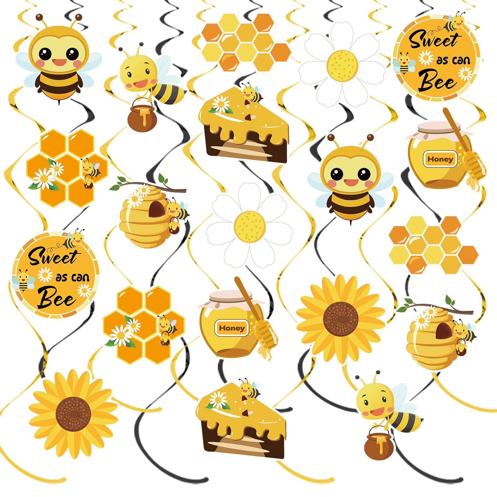 40pcs Bumble Bee Hanging STF9 Swirl Decor, Bee Themed Party Supplies ...